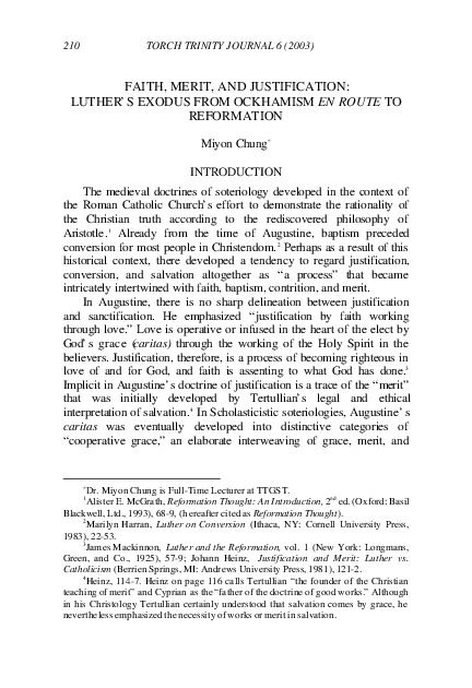 (PDF) Faith, Merit, and Justification: Luther's Exodus from Ockhamism ...