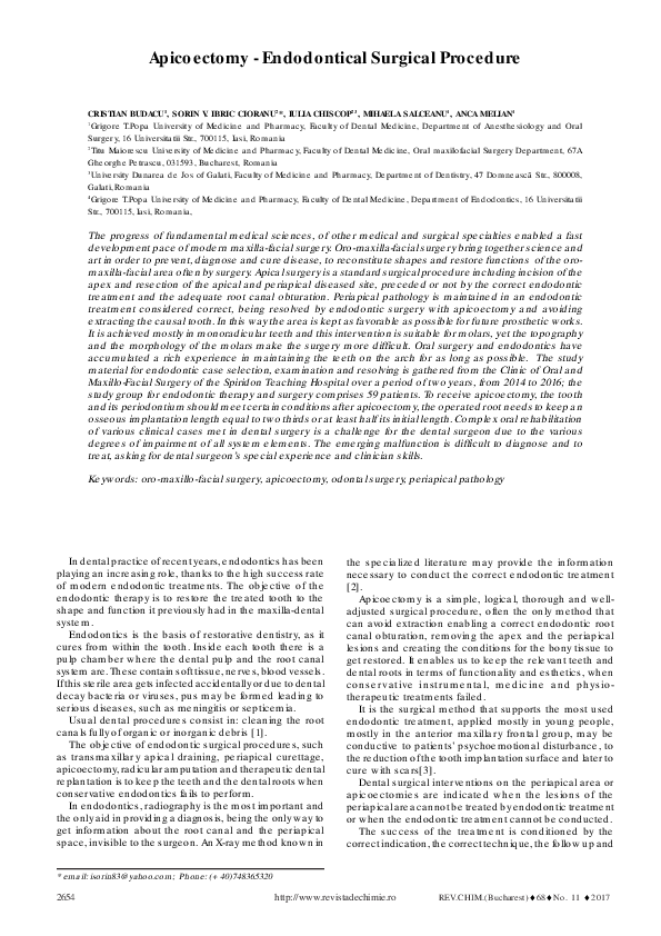 (PDF) Apicoectomy - Endodontical Surgical Procedure