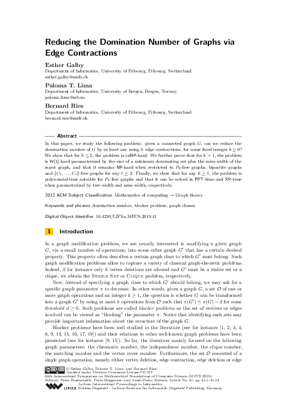 (PDF) Reducing the domination number of graphs via edge contractions