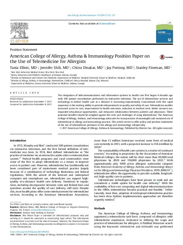 (PDF) American College of Allergy, Asthma & Immunology Position Paper ...