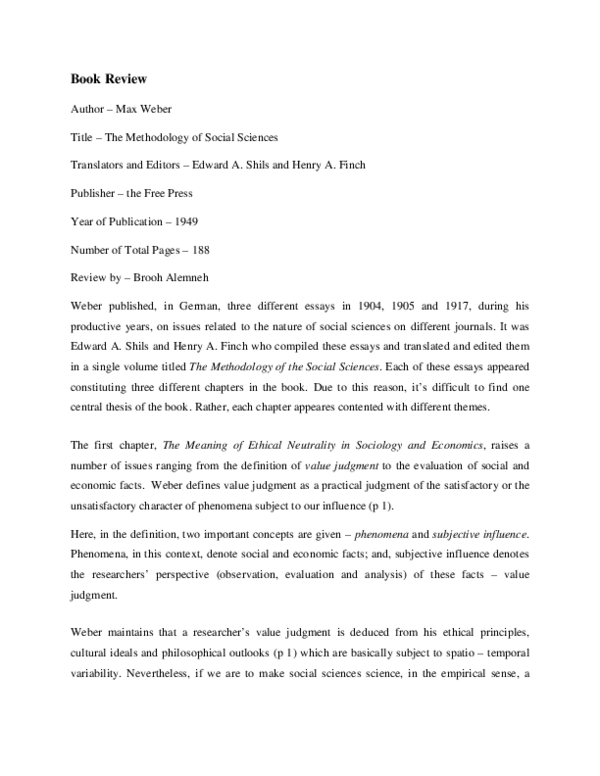 PDF Book Review The Methodology Of Social Sciences By Brooh Asmare pdf-book-review-the-methodology-of-social-sciences-by-brooh-asmare