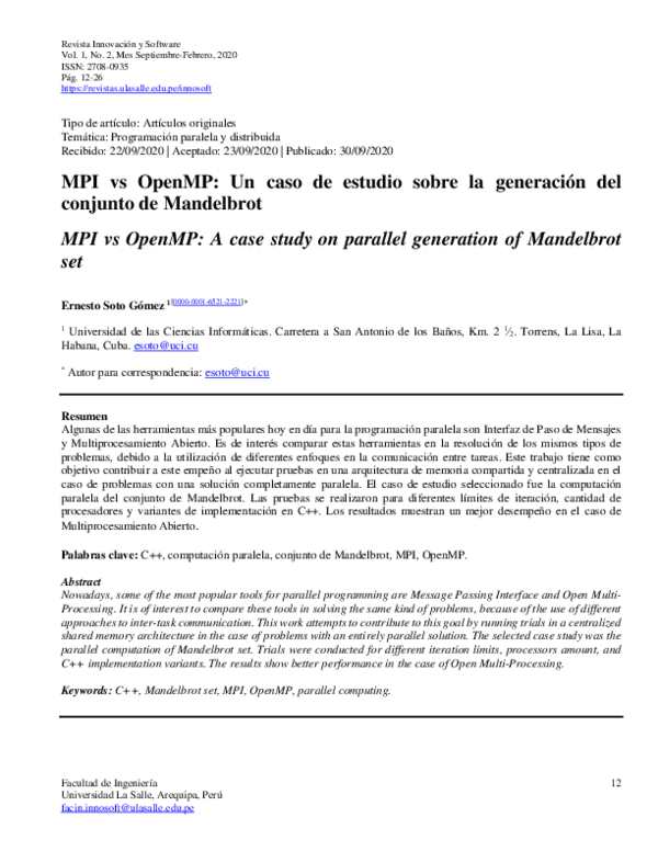 (PDF) MPI vs OpenMP: A case study on parallel generation of Mandelbrot set