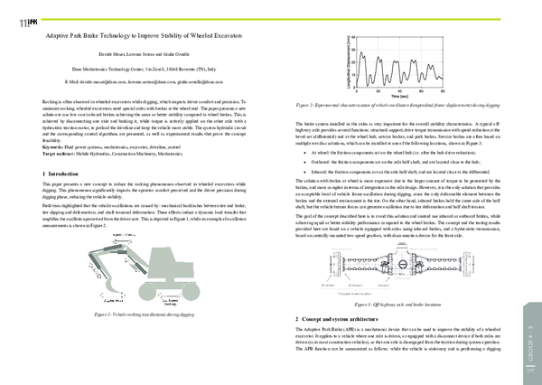 Adaptive Park Brake Technology to Improve Stability of Wheeled Excavators