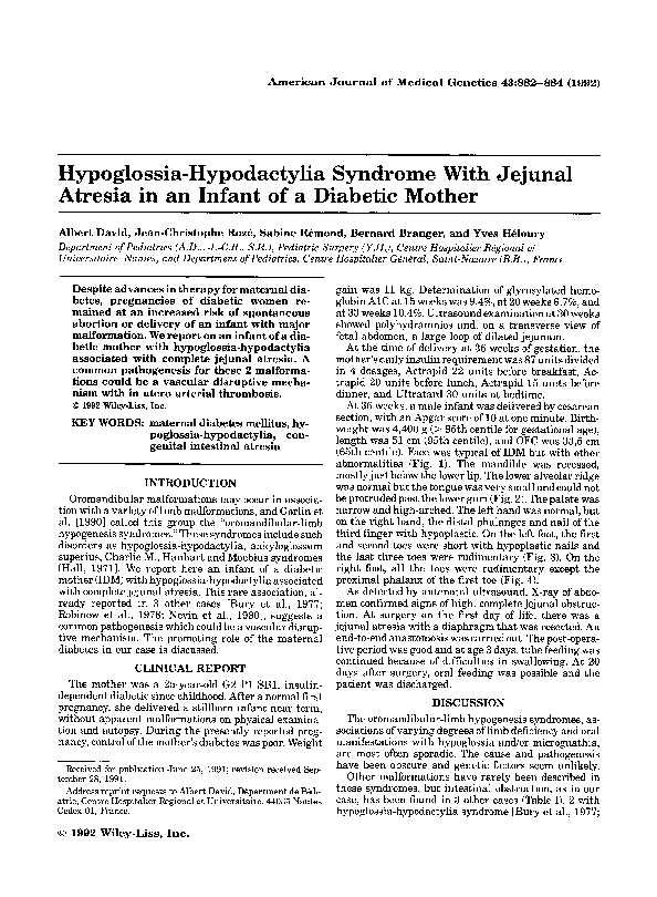 (PDF) Hypoglossia-hypodactylia syndrome with jejunal atresia in an ...
