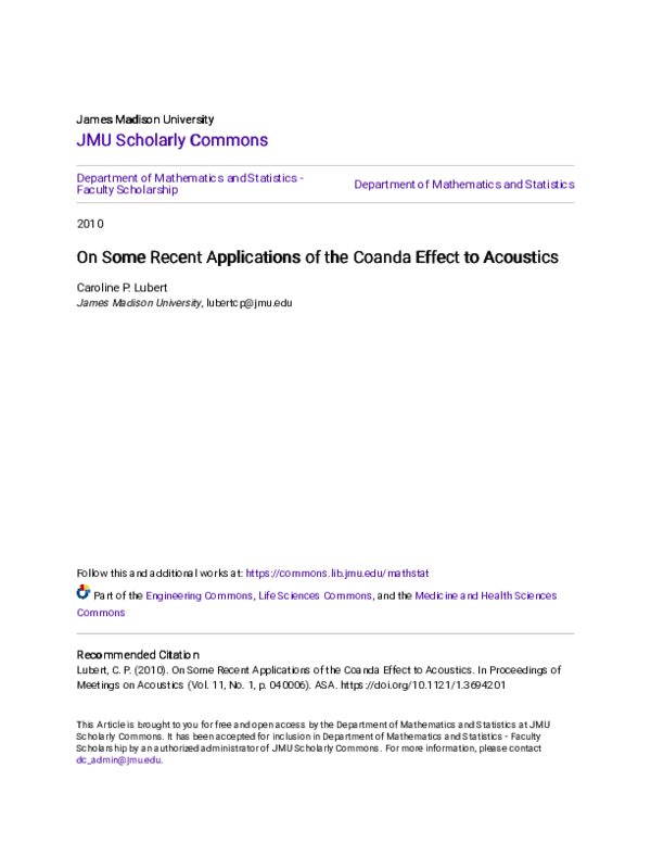 (PDF) On some recent applications of the Coanda effect to acoustics