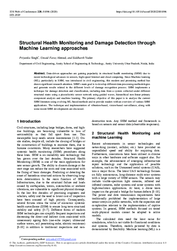 (PDF) Structural Health Monitoring and Damage Detection with ...