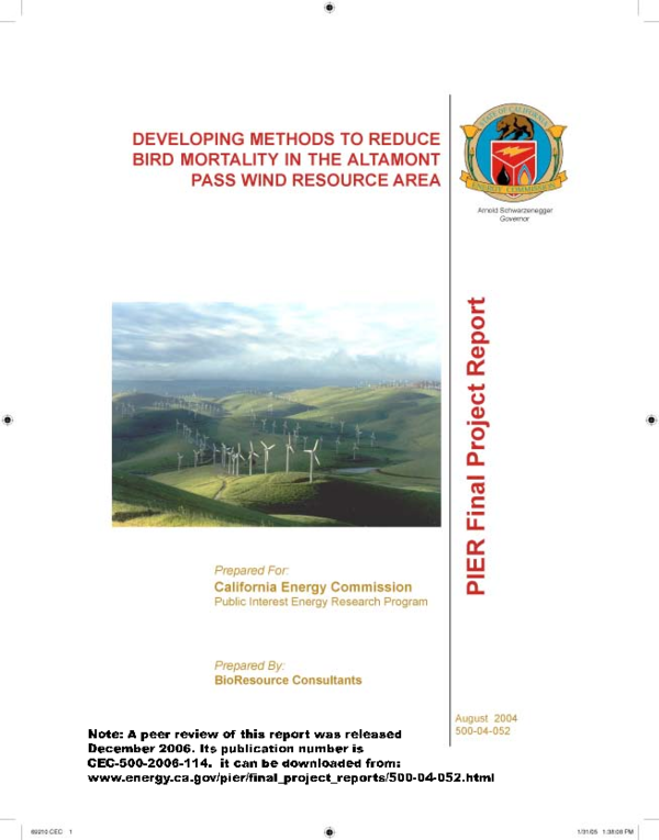 (PDF) Developing Methods to Reduce Bird Mortality in the Altamont Pass ...