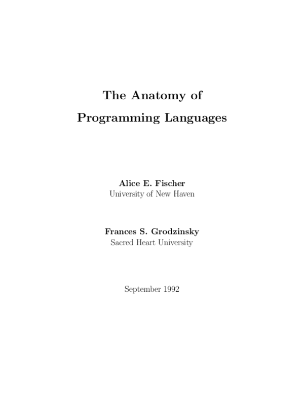 (PDF) The Anatomy of Programming Languages