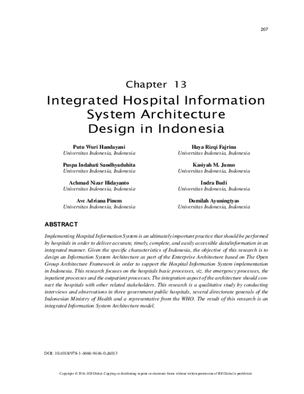 (PDF) Integrated Hospital Information System Architecture Design in ...