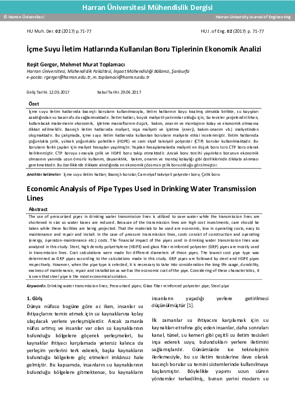 (PDF) Economic Analysis of Pipe Types Used in Drinking Water ...