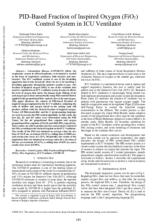 (PDF) PID-Based Fraction of Inspired Oxygen (FiO2) Control System in ...