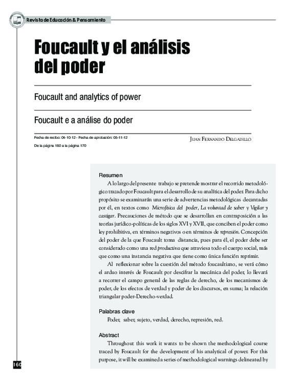 (PDF) Foucault y el análisis del poder