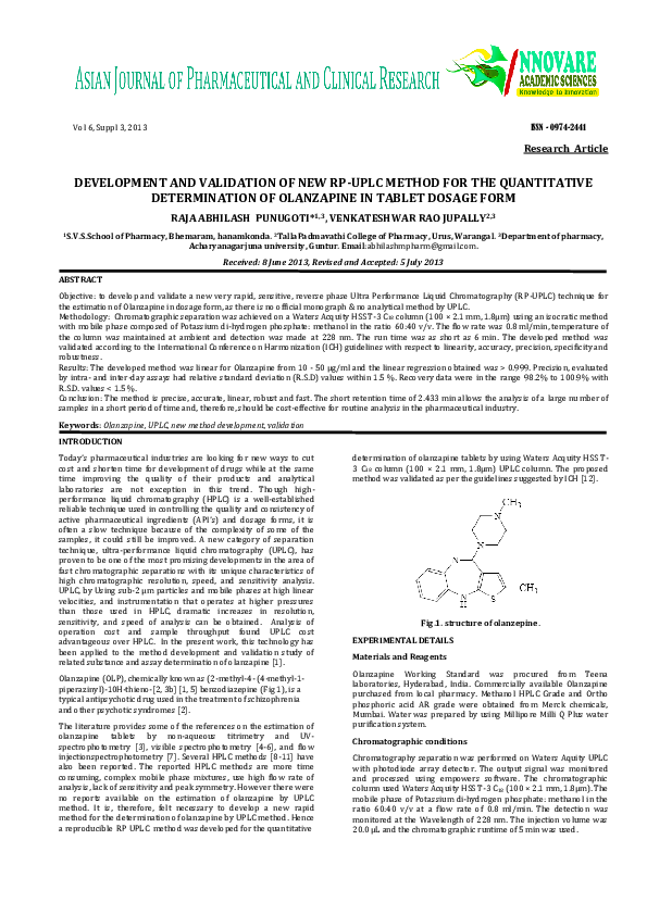 (PDF) Development and Validation of New RP-UPLC Method for the Quantitative Analysis of ...