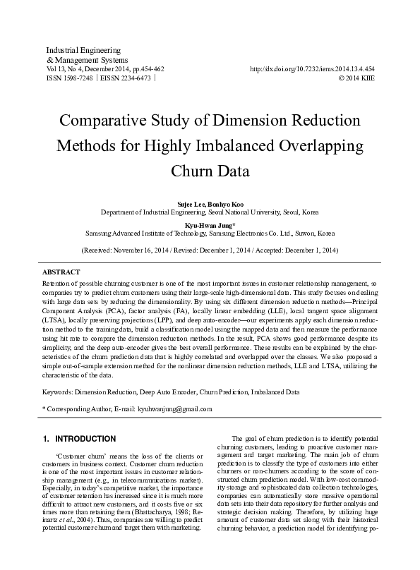Comparative Study of Dimension Reduction Methods for Highly Imbalanced ...