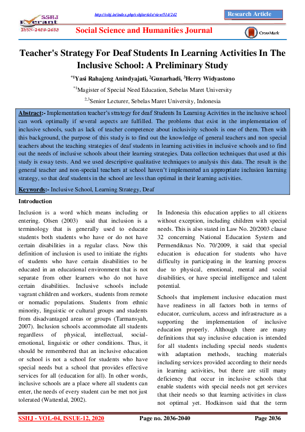 (PDF) Teacher's Strategy For Deaf Students In Learning Activities In ...