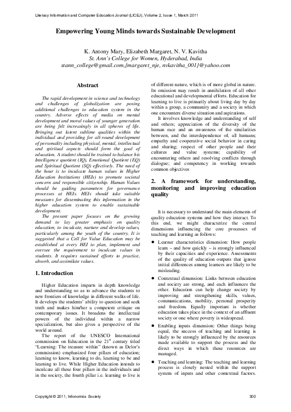 (PDF) Empowering Young Minds towards Sustainable Development