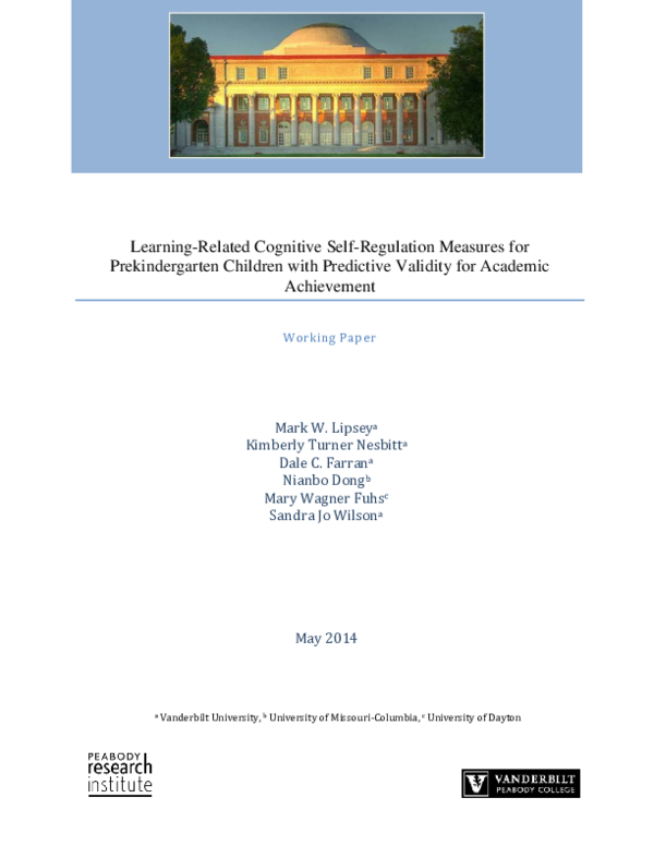 (PDF) Learning-Related Cognitive Self-Regulation Measures for ...