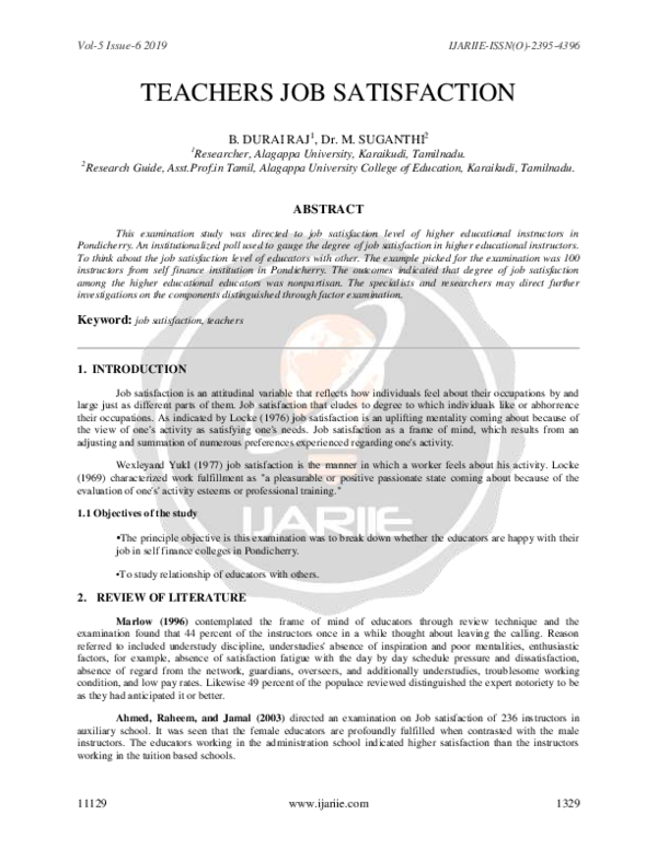 (PDF) Teachers Job Satisfaction