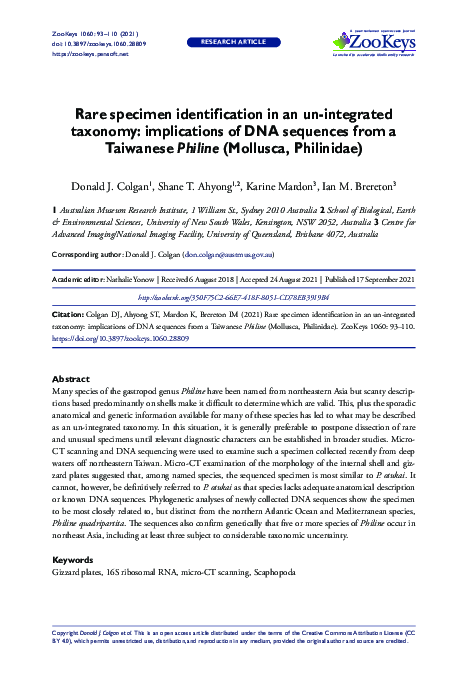 (PDF) Rare specimen identification in an un-integrated taxonomy ...