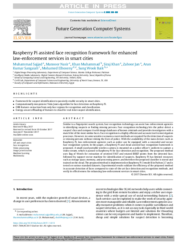 (PDF) Raspberry Pi assisted face recognition framework for enhanced law ...