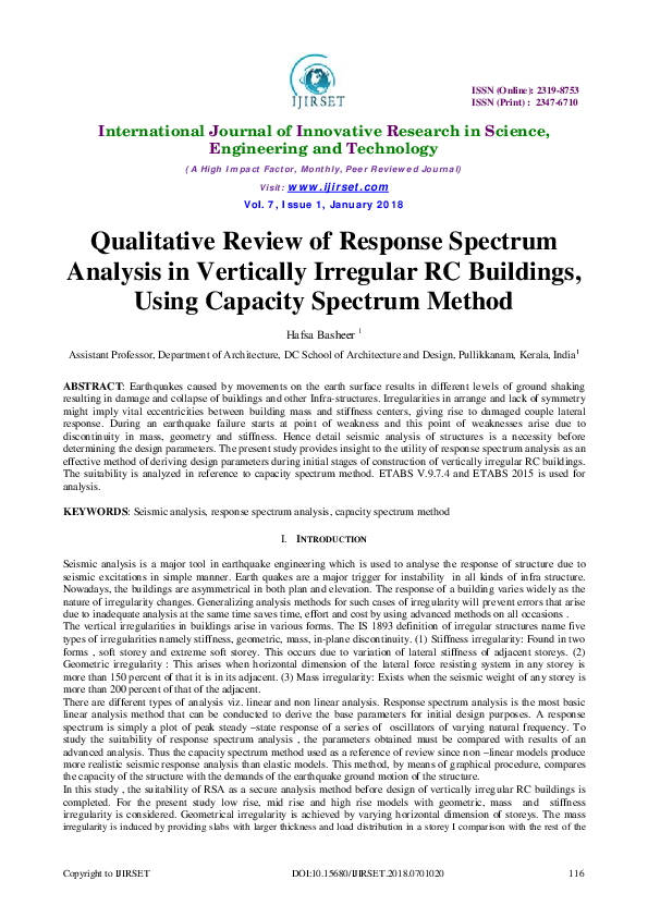 (PDF) Qualitative Review of Response Spectrum Analysis in Vertically Irregular RC Buildings ...