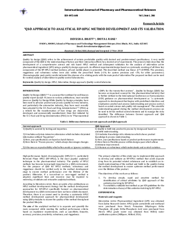 Pdf Qbd Approach To Analytical Rphplc Method Development And Its