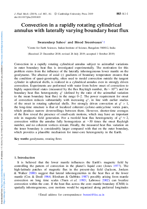 (PDF) Convection in a rapidly rotating cylindrical annulus with laterally varying boundary heat flux