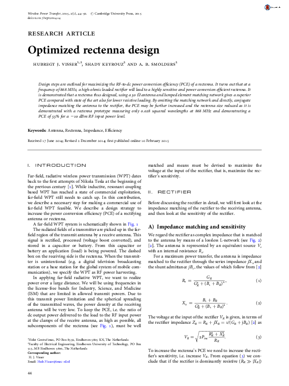 (PDF) Optimized rectenna design