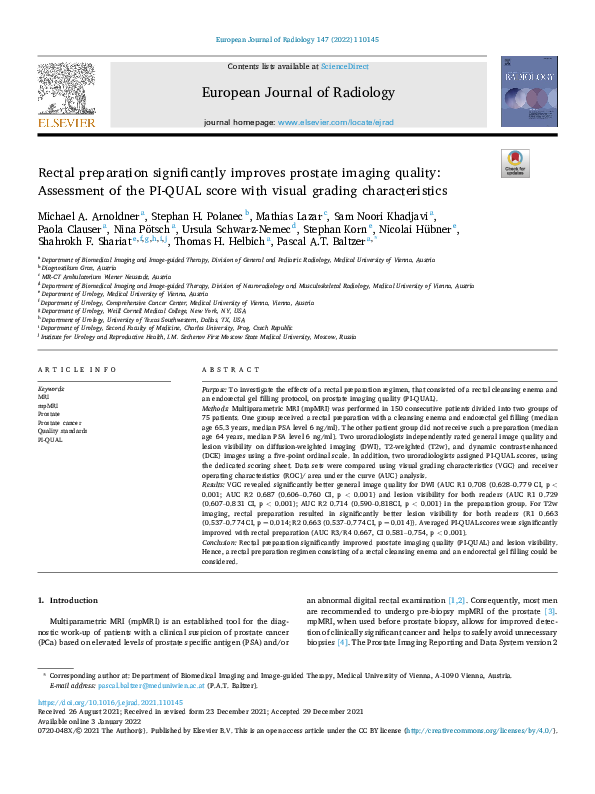 (PDF) Rectal preparation significantly improves prostate imaging ...