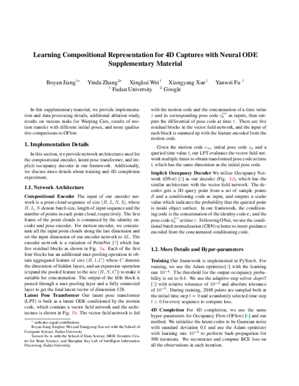 (PDF) Learning Compositional Representation for 4D Captures with Neural ODE