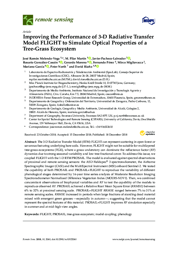 (PDF) Improving the Performance of 3-D Radiative Transfer Model FLIGHT ...