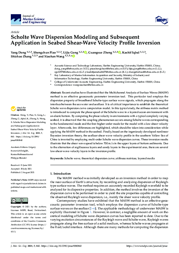 (PDF) Scholte Wave Dispersion Modeling and Subsequent Application in ...