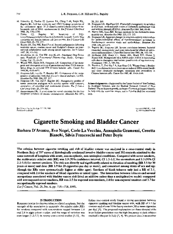 (PDF) Cigarette smoking and bladder cancer