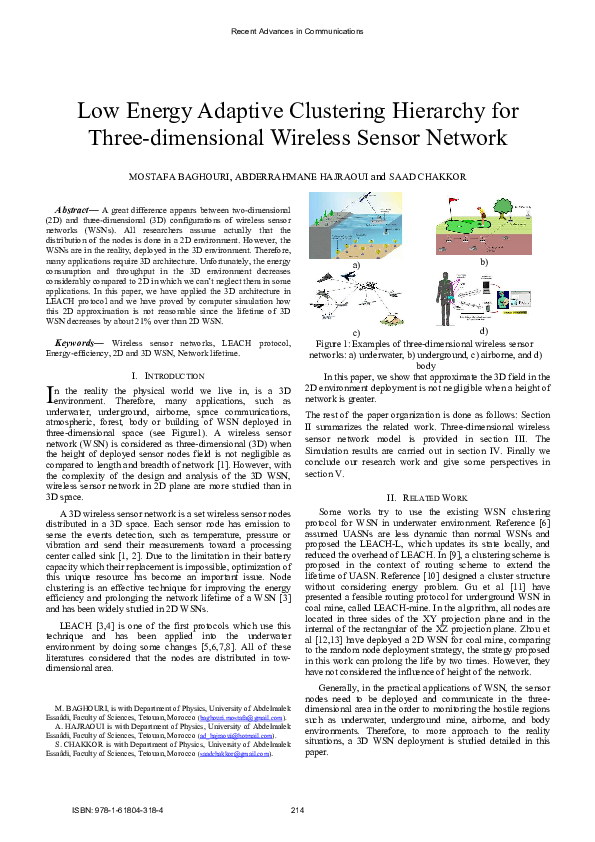 Pdf Low Energy Adaptive Clustering Hierarchy For Three Dimensional Wireless Sensor Network