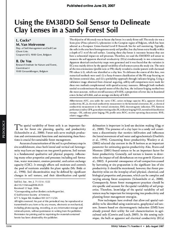 (PDF) Using the EM38DD soil sensor to delineate clay lenses in a sandy ...