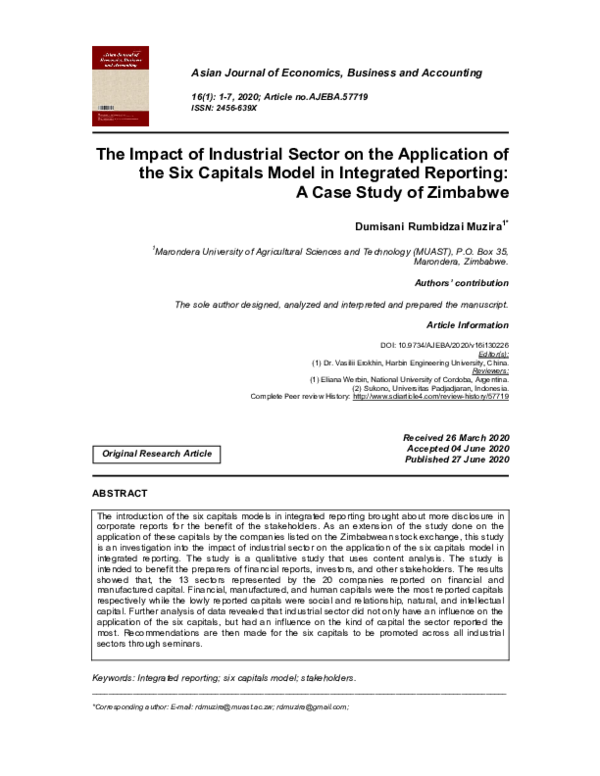 (PDF) The Impact of Industrial Sector on the Application of the Six ...