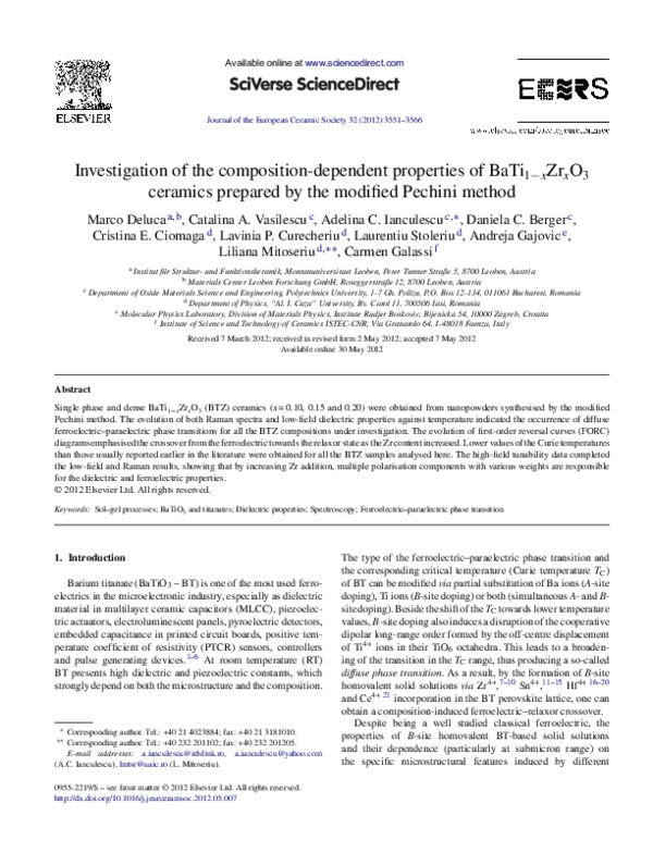(PDF) Investigation of the composition-dependent properties of BaTi1− ...