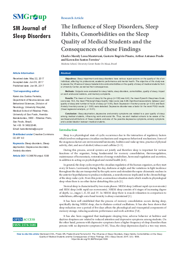 (PDF) The Influence of Sleep Disorders, Sleep Habits, Comorbidities on ...