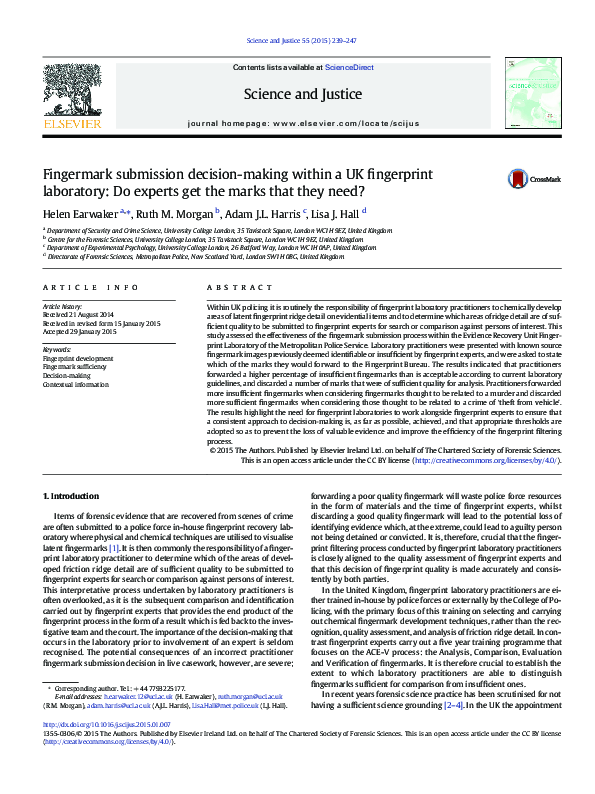 (PDF) Fingermark submission decision-making within a UK fingerprint ...