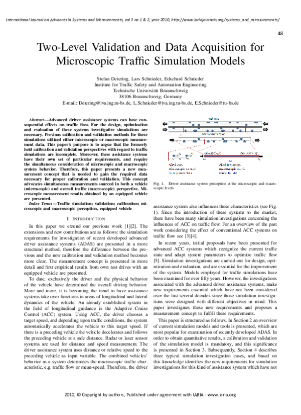 (PDF) Two-Level Validation and Data Acquisition for Microscopic Traffic Simulation Models