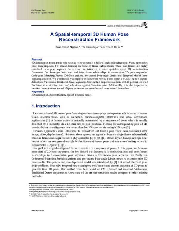 (PDF) A Spatial-temporal 3D Human Pose Reconstruction Framework
