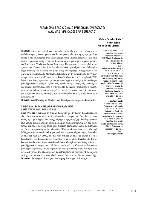 (PDF) Paradigma Tradicional e Paradigma Emergente: Algumas Implicações ...