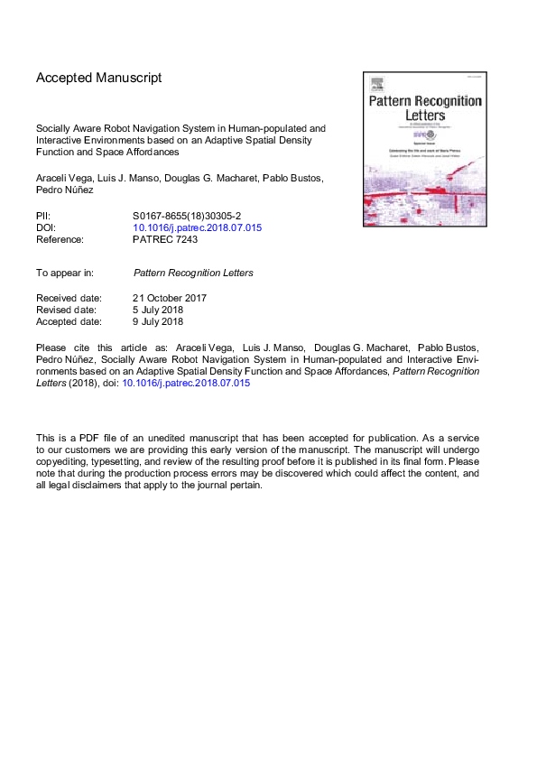 (PDF) Socially aware robot navigation system in human-populated and interactive environments ...