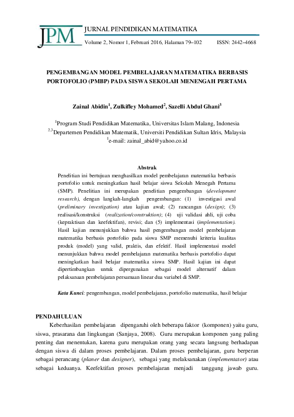 (PDF) Pengembangan Model Pembelajaran Matematika Berbasis Pengajuan dan Pemecahan Masalah Untuk ...