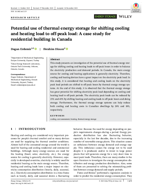 (PDF) Potential use of thermal energy storage for shifting cooling and ...