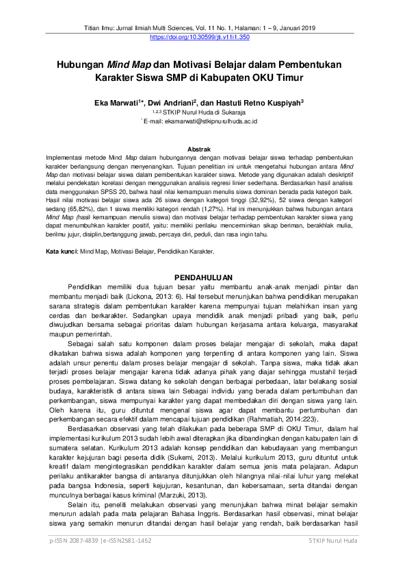 (PDF) Hubungan Mind Map dan Motivasi Belajar dalam Pembentukan Karakter ...