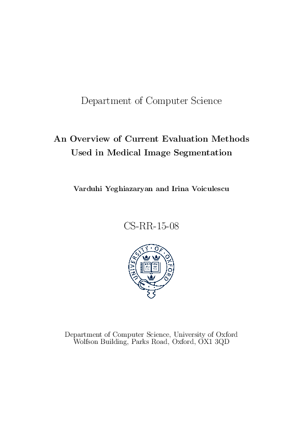 (PDF) Department of Computer Science An Overview of Current Evaluation ...