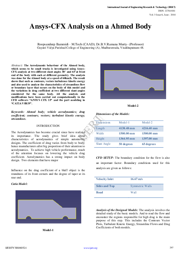 (PDF) Ansys-CFX Analysis on a Ahmed Body