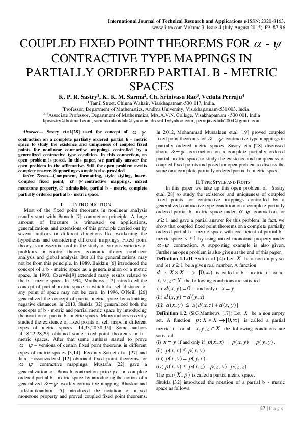 Pdf Coupled Fixed Point Theorems For Contractive Type Mappings In