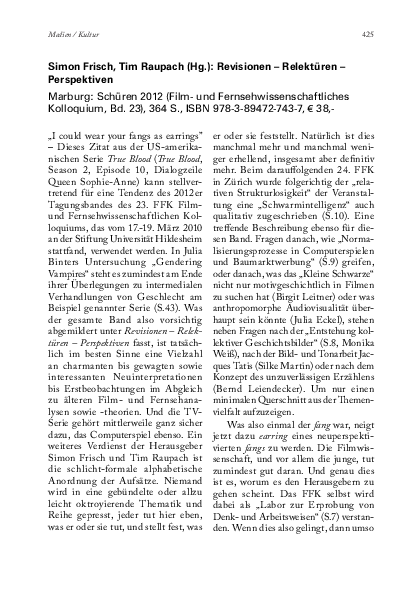 (PDF) Simon Frisch, Tim Raupach (Hg.): Revisionen – Relektüren ...